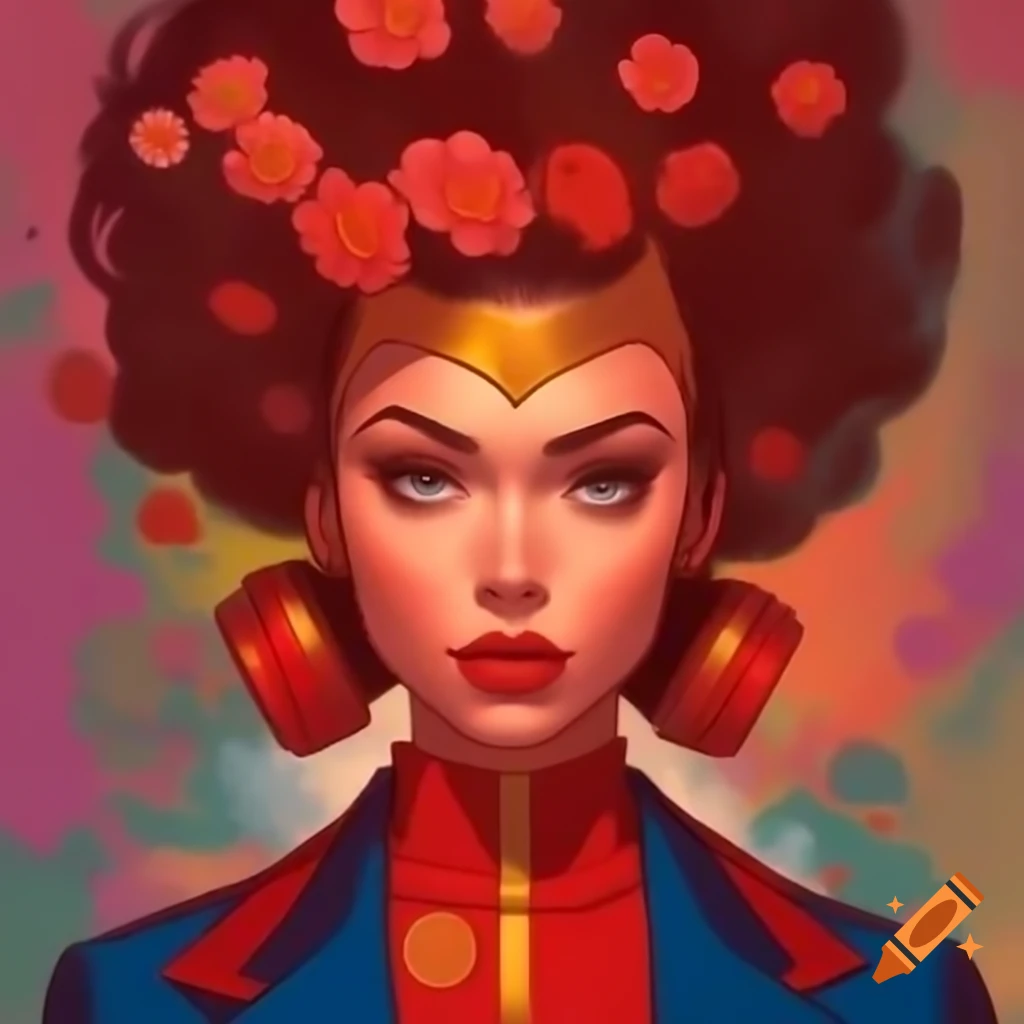 Vibrant superhero character focused on customer service, with colorful ...