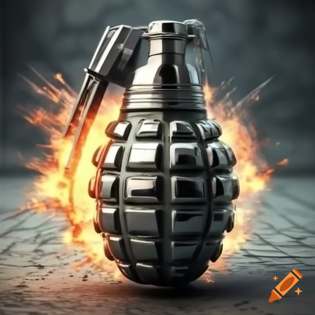 Realistic explosion of a chrome grenade in 8K style on Craiyon