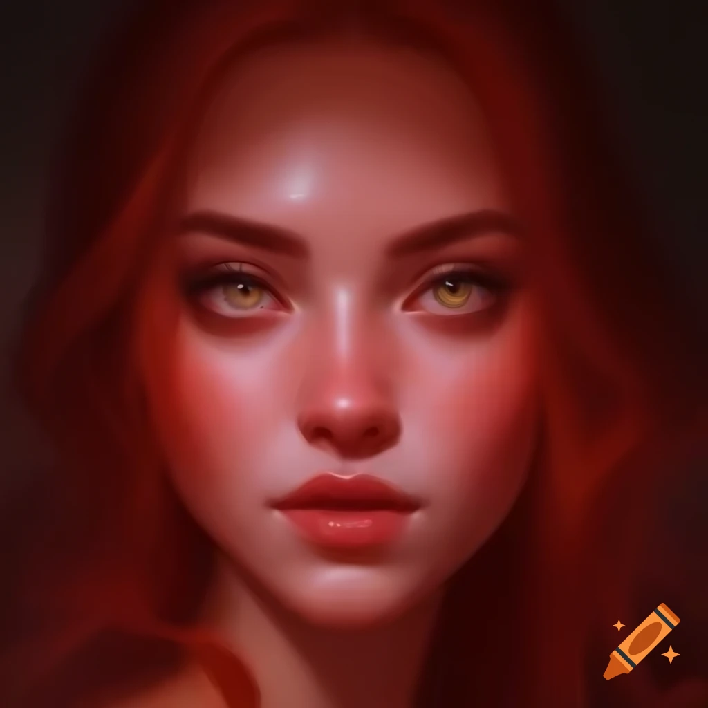 Portrait of luxurious red-headed woman with expressive light eyes in ...