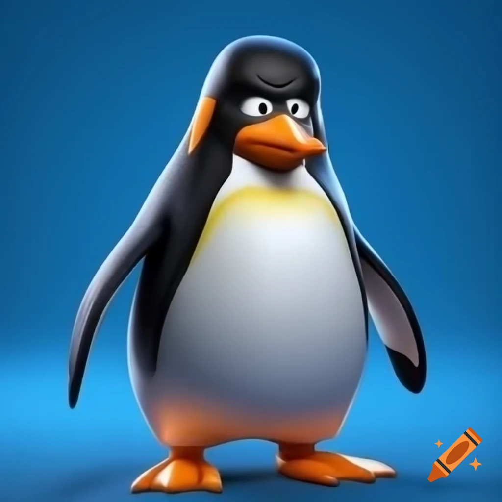 Muscular linux penguin character on Craiyon