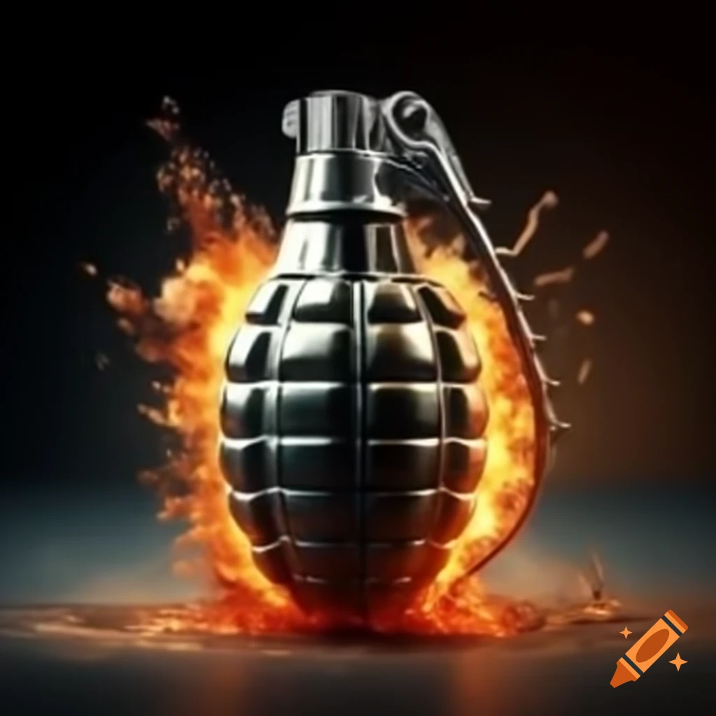 Realistic explosion of a chrome grenade in 8K style on Craiyon