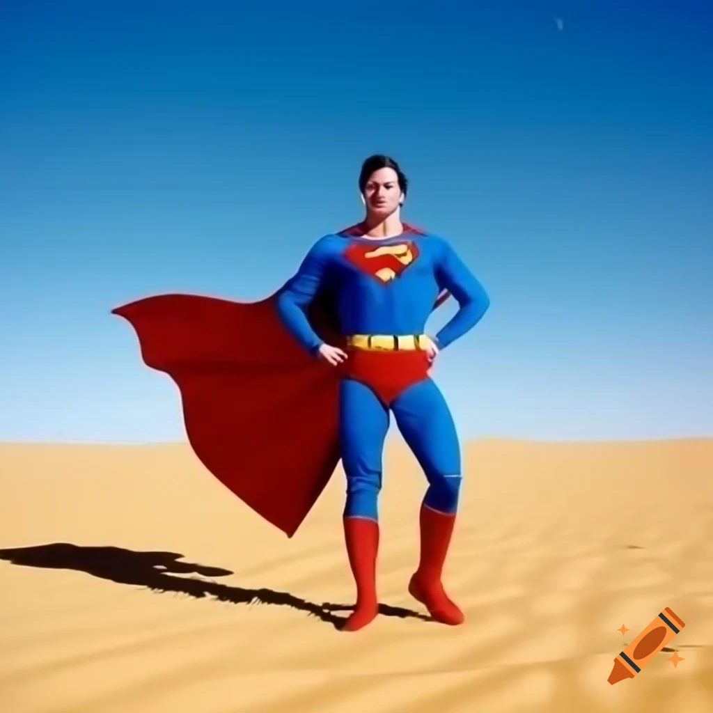 Superman character in desert setting on Craiyon