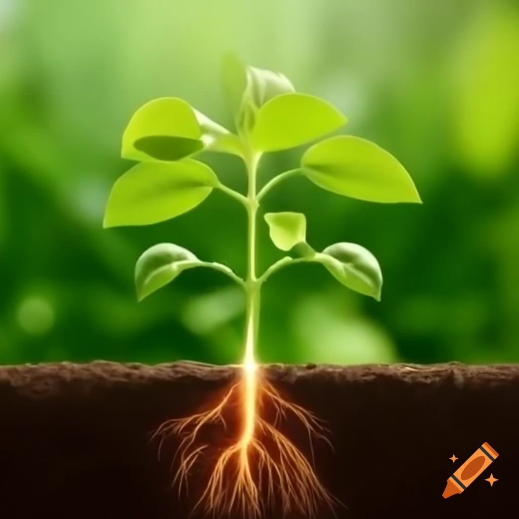 Leguminous plant roots growing in nutrient-rich soil on Craiyon