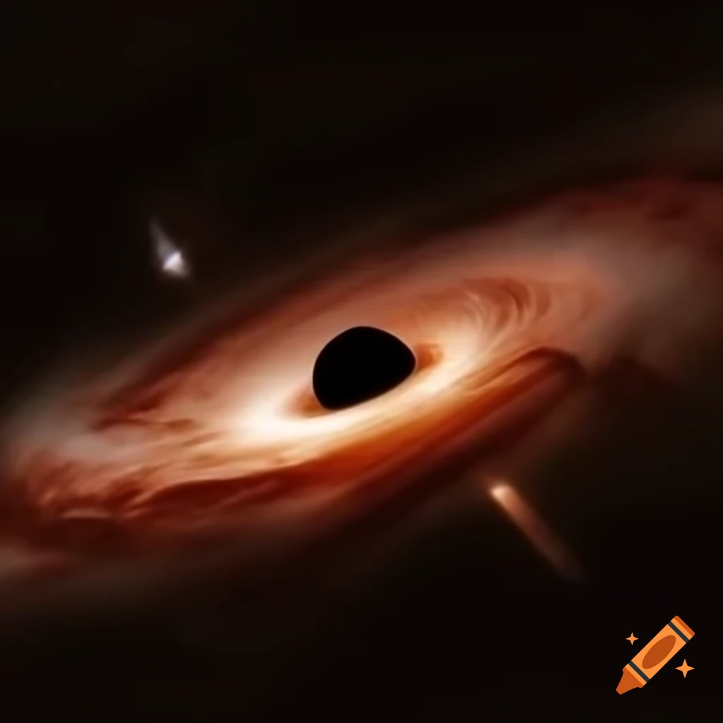Ominous black hole in deep space with swirling stars and glowing event ...