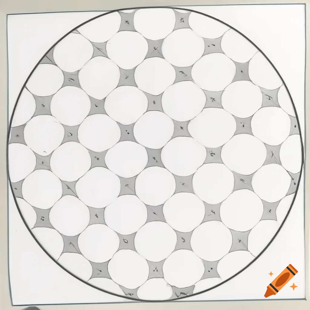 Symmetrical losange pattern inside a circle sketch on paper on Craiyon