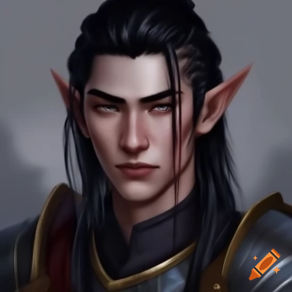 Young asian male winter eladrin blood hunter with long black hair in ...