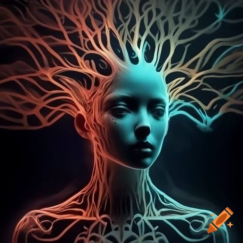 Abstract tree representation with circuits and digital patterns ...