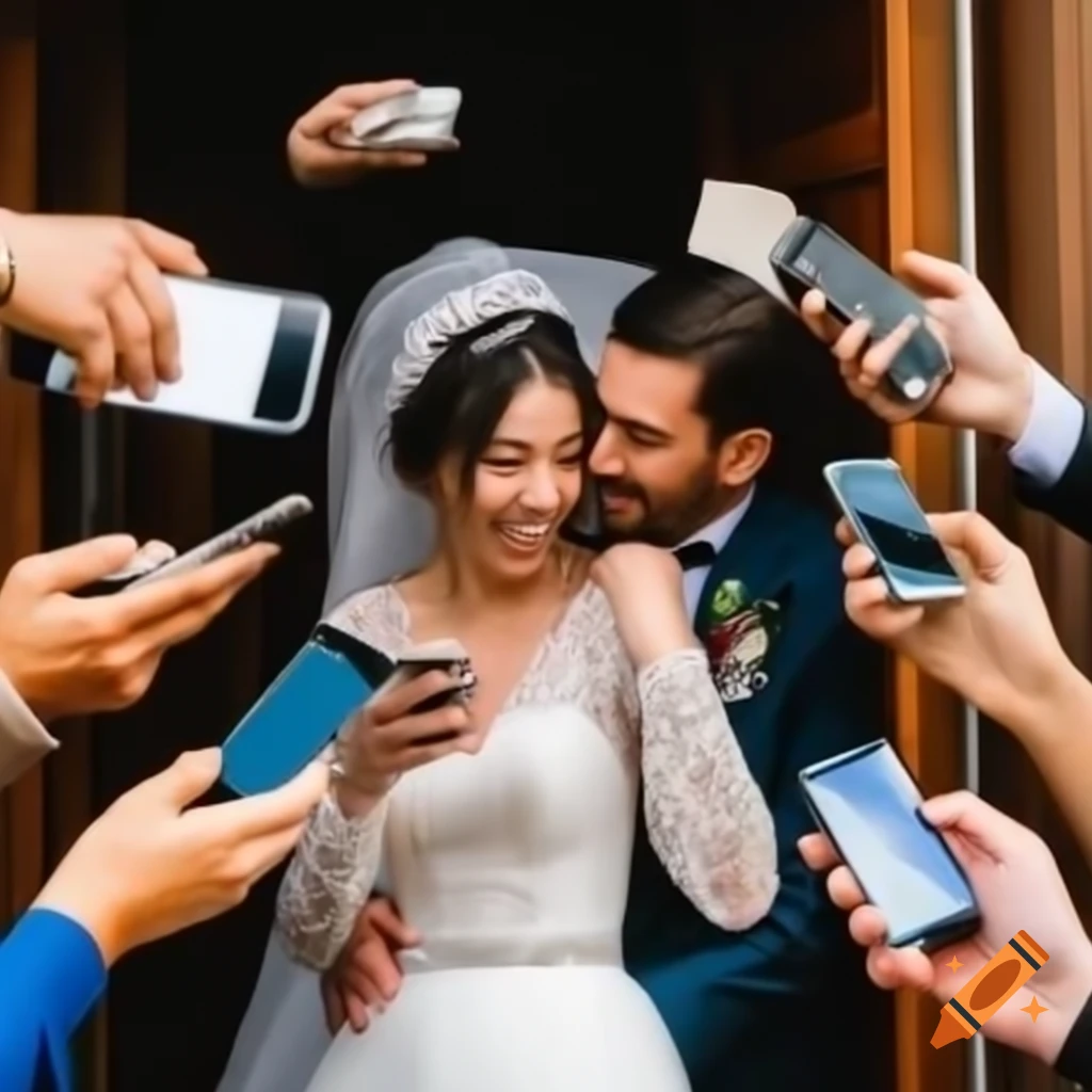 Wedding entry captured by mobile phones on Craiyon