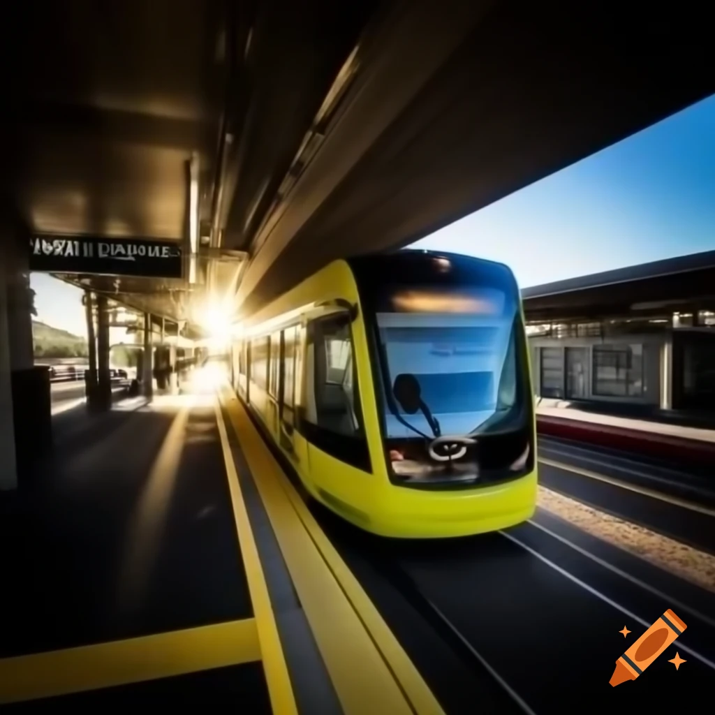 GATA LRV trolley entering 56th Street Station in Galieotropolis on Craiyon