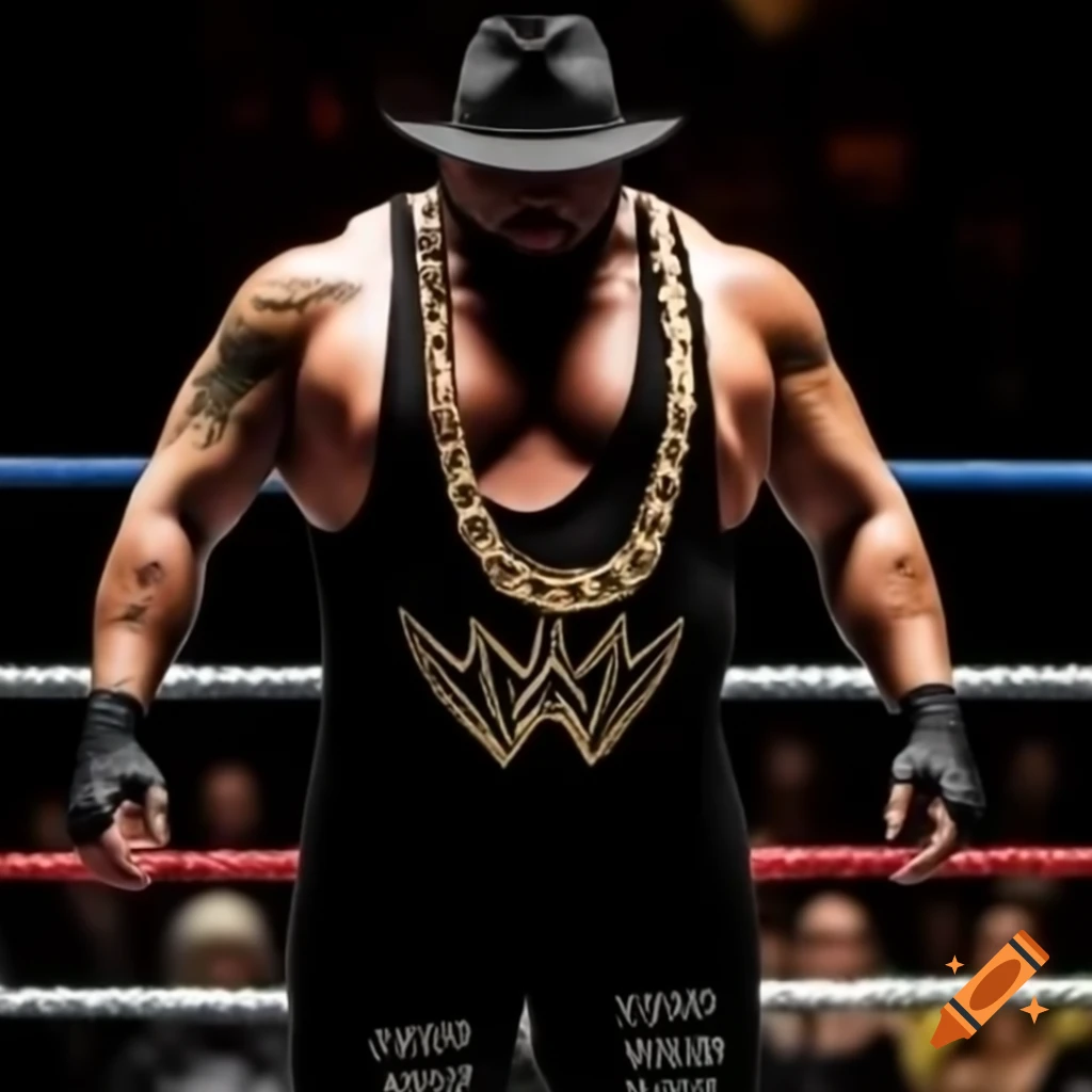 Muscular wrestler named 'the mafia hitman' in black pinstripe singlet ...