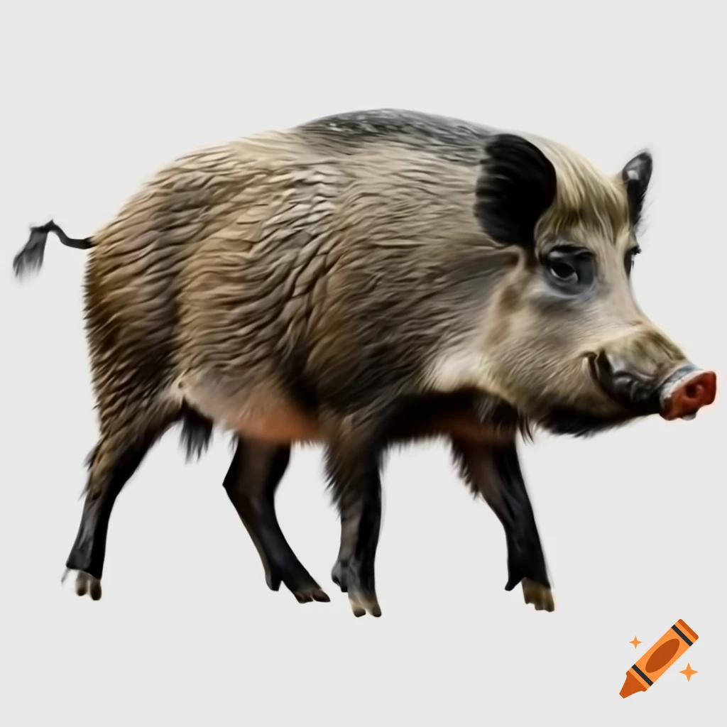 Realistic wild boar clipart with empty background on Craiyon