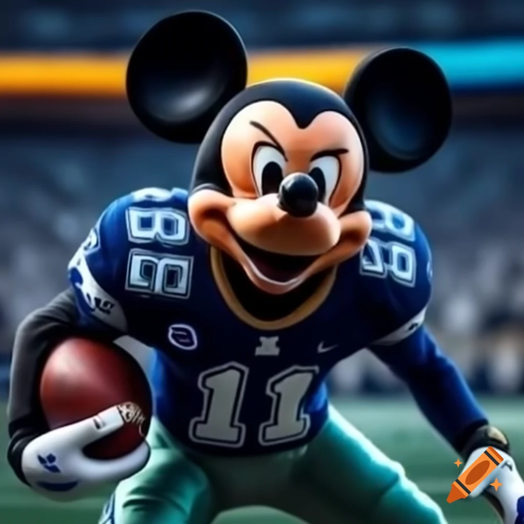 Mickey Mouse in Dallas Cowboys uniform holding football, digital art on ...