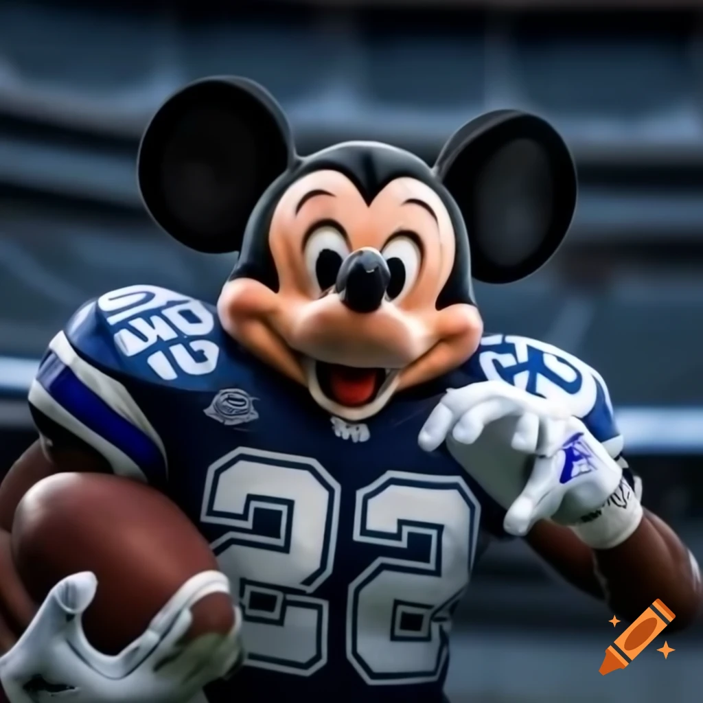 Mickey Mouse in Dallas Cowboys uniform holding football, digital art on ...