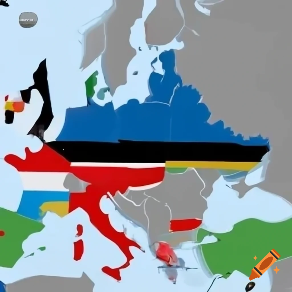 Detailed flag map of European Russia with Caucasus and Karelia on Craiyon