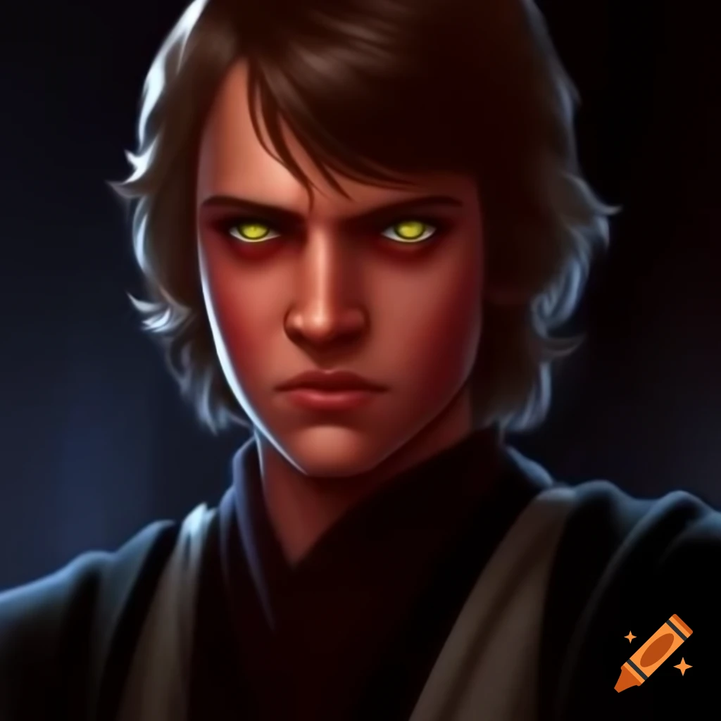 Anakin skywalker as a sith lord with yellow eyes in epic art style on ...