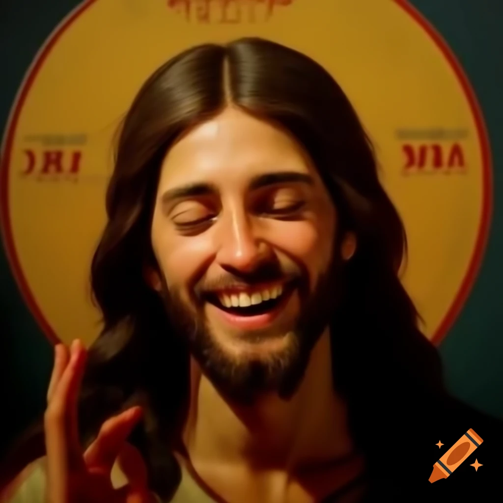 Laughing jesus portrayed in orthodox icon style on Craiyon