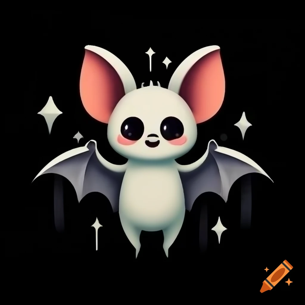 Cute cartoon bat holding a ghost with simplified shapes and soft colors ...
