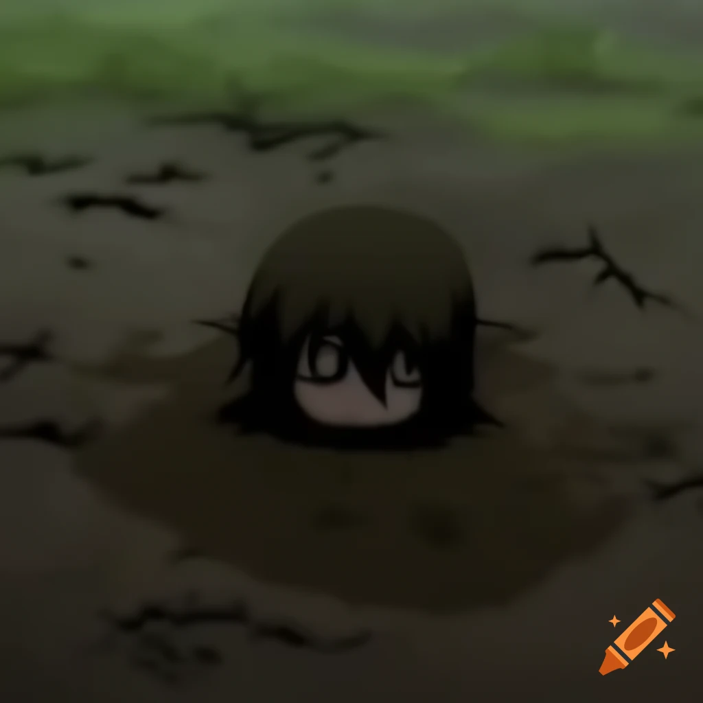 Anime character covered in mud on Craiyon