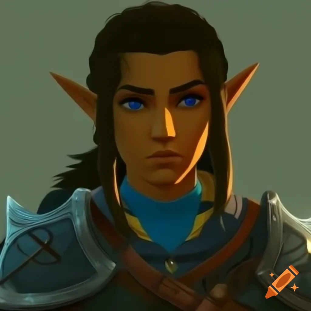 Hylian knight from zelda: breath of the wild in worn red uniform, with sword and shield on Craiyon