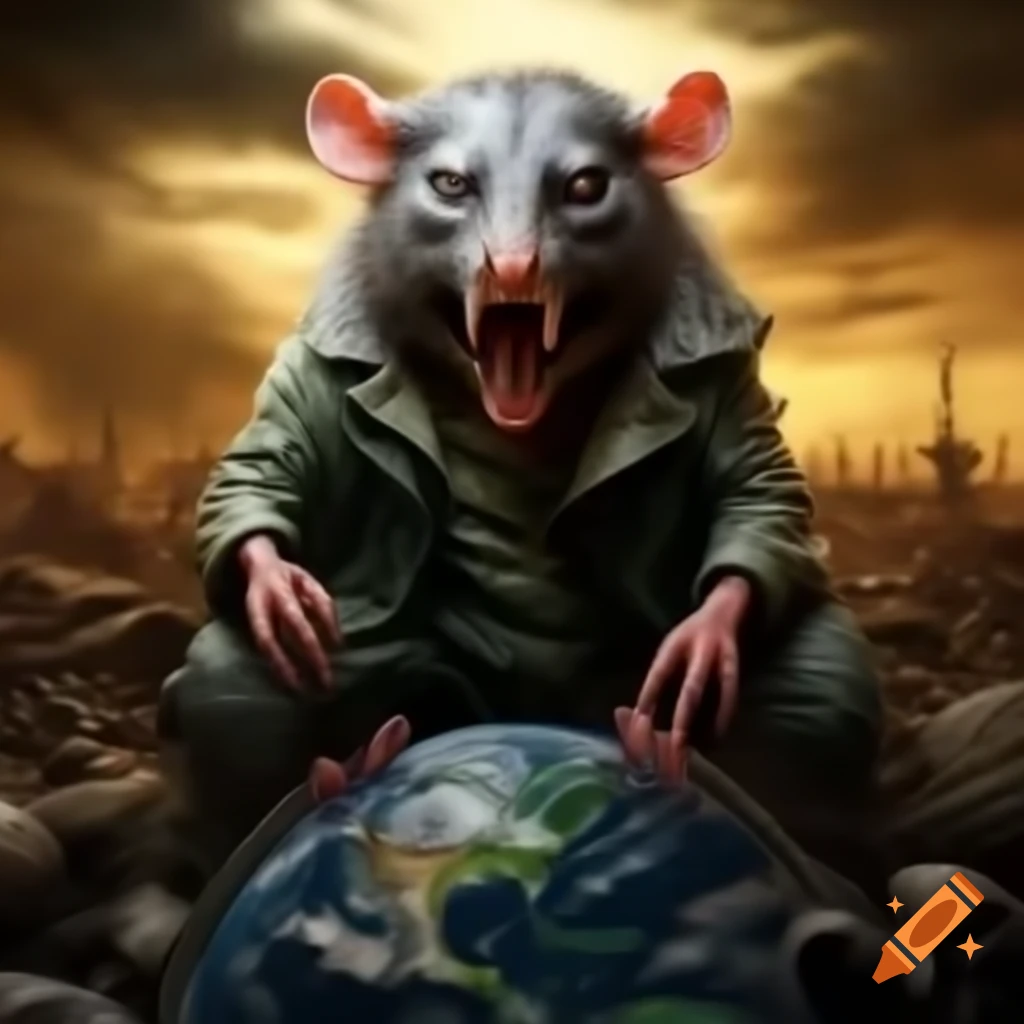 Giant rat in apocalyptic atmosphere threatening the world on Craiyon