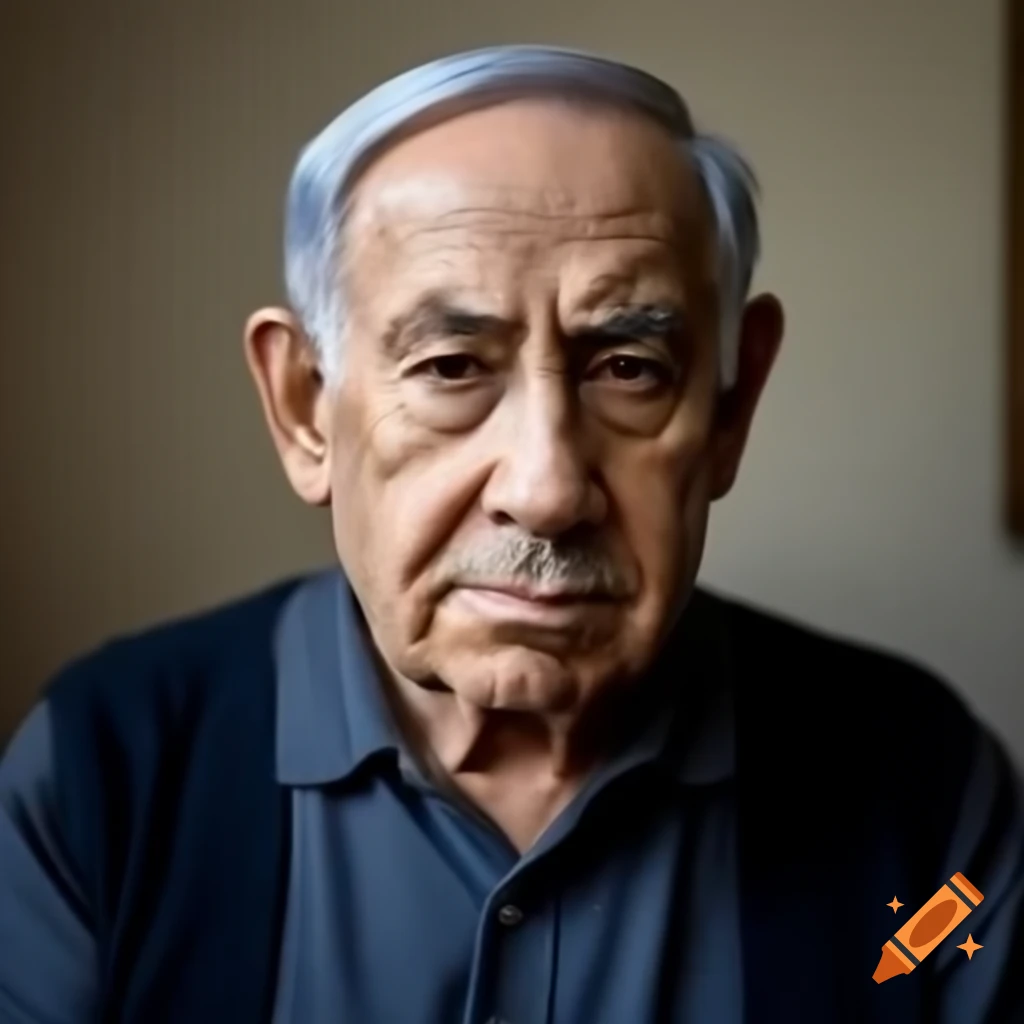 Portrait of former israeli prime minister benjamin netanyahu reflecting ...