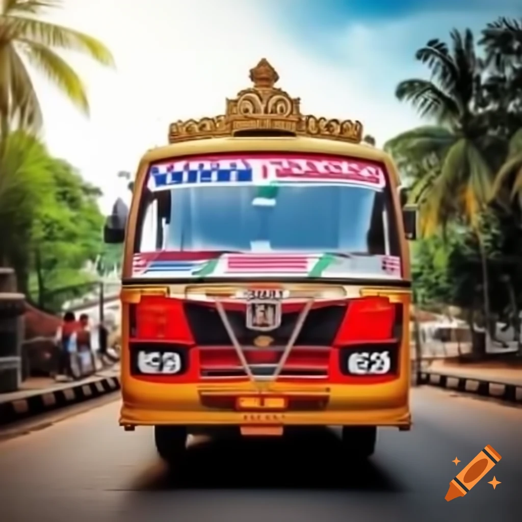 Highly detailed ksrtc bus from kerala, india in red and cream-yellow ...