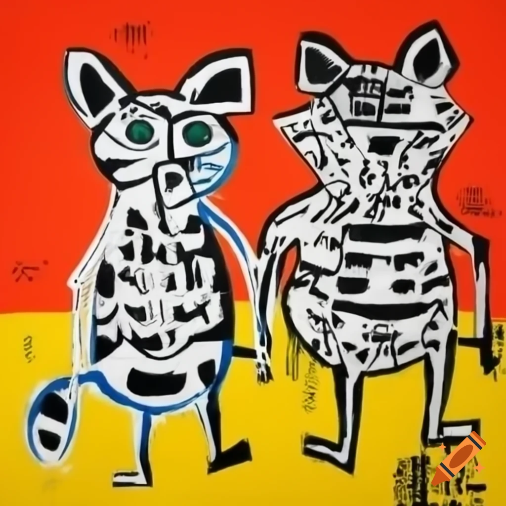Animals family painting by Jean-Michel Basquiat on Craiyon