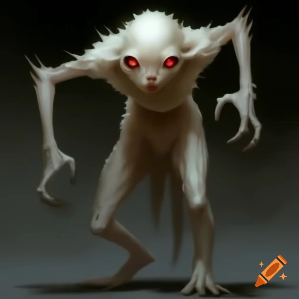 Tall, muscular humanoid creature with black claws and red eyes on Craiyon