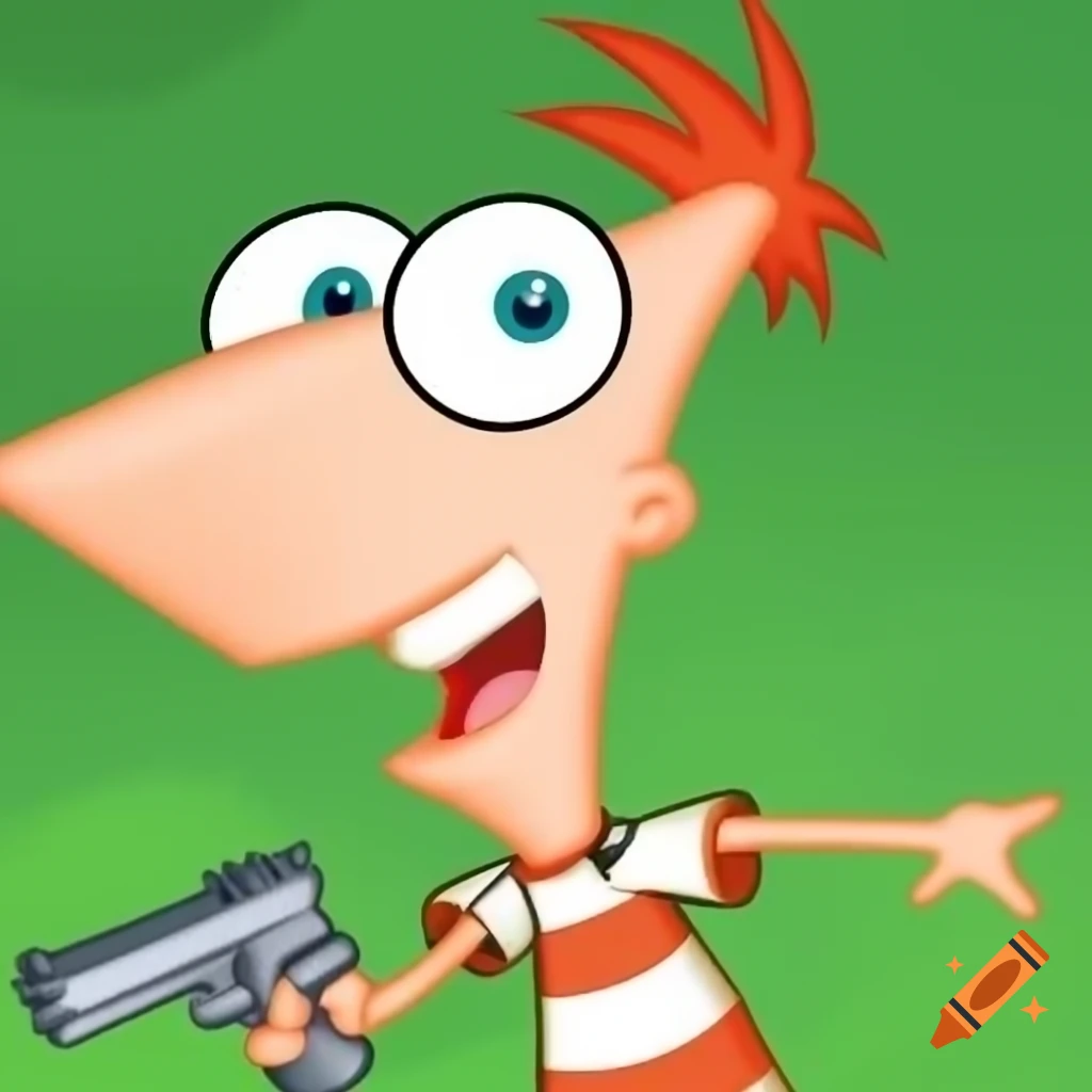 Phineas character holding a gun on Craiyon