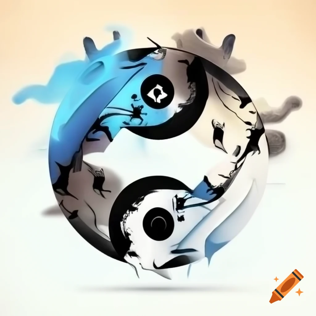 Dynamic gym-themed Yin and Yang symbol with strength and balance ...