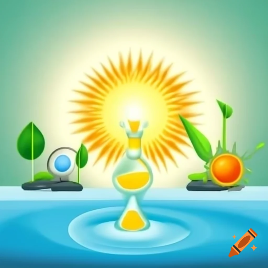 Concept of nature healing with elements of sun, water, and energy ...