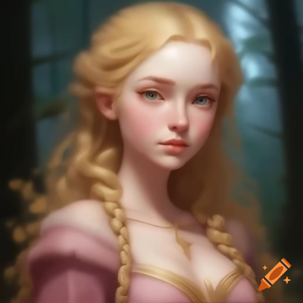 Medieval princess in pink dress with golden details, highly detailed ...