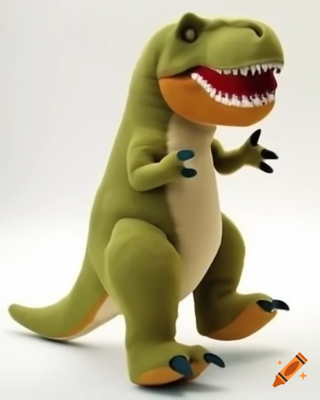 Fluffy human-sized t-rex puppet, soft and huggable on Craiyon