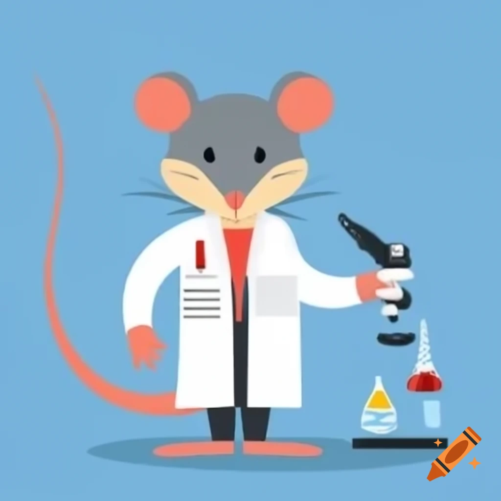 Rat in lab coat conducting science experiment on Craiyon