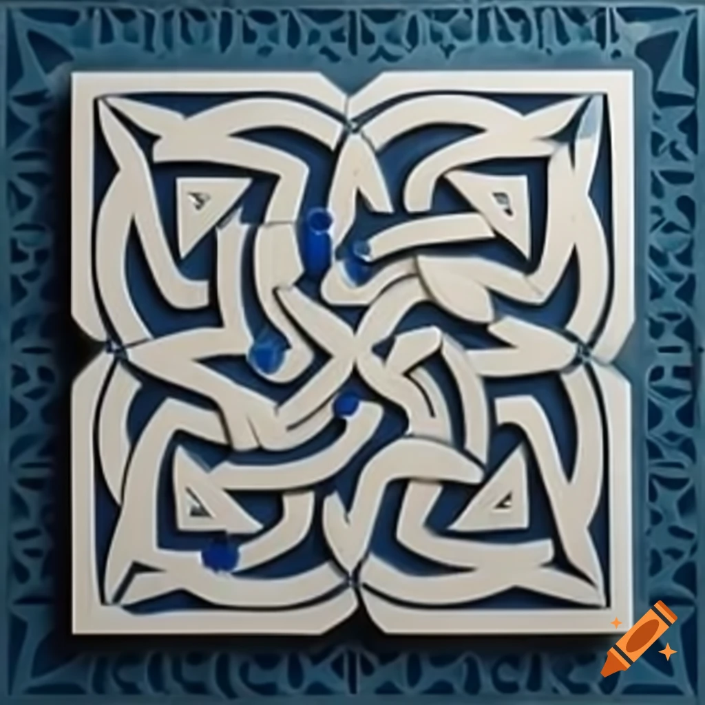 Geometric Celtic-themed tile design resembling water on Craiyon