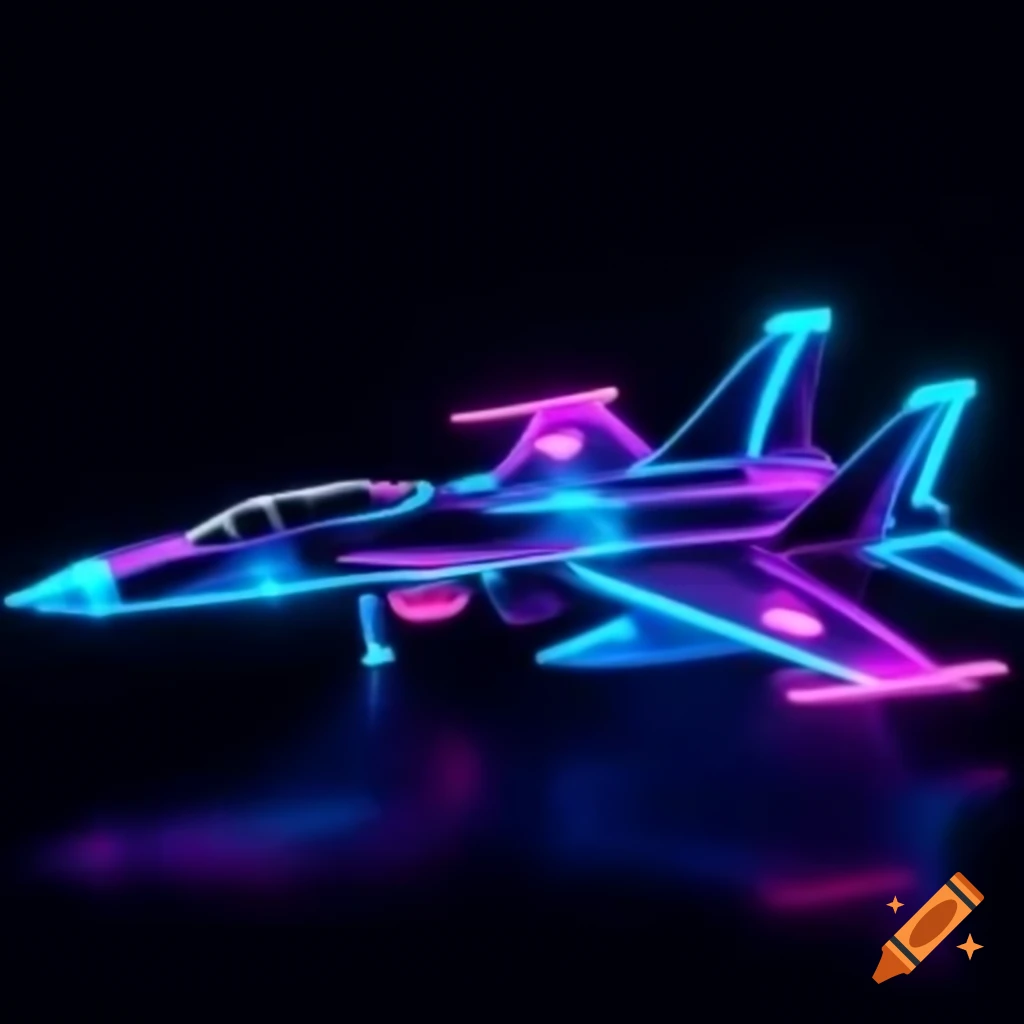 Futuristic neon fighter jet design on Craiyon