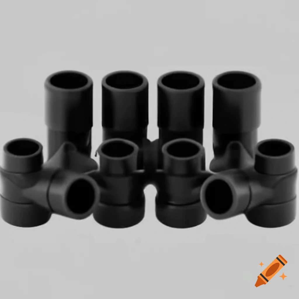 Black polyethylene fittings in pipe network on Craiyon