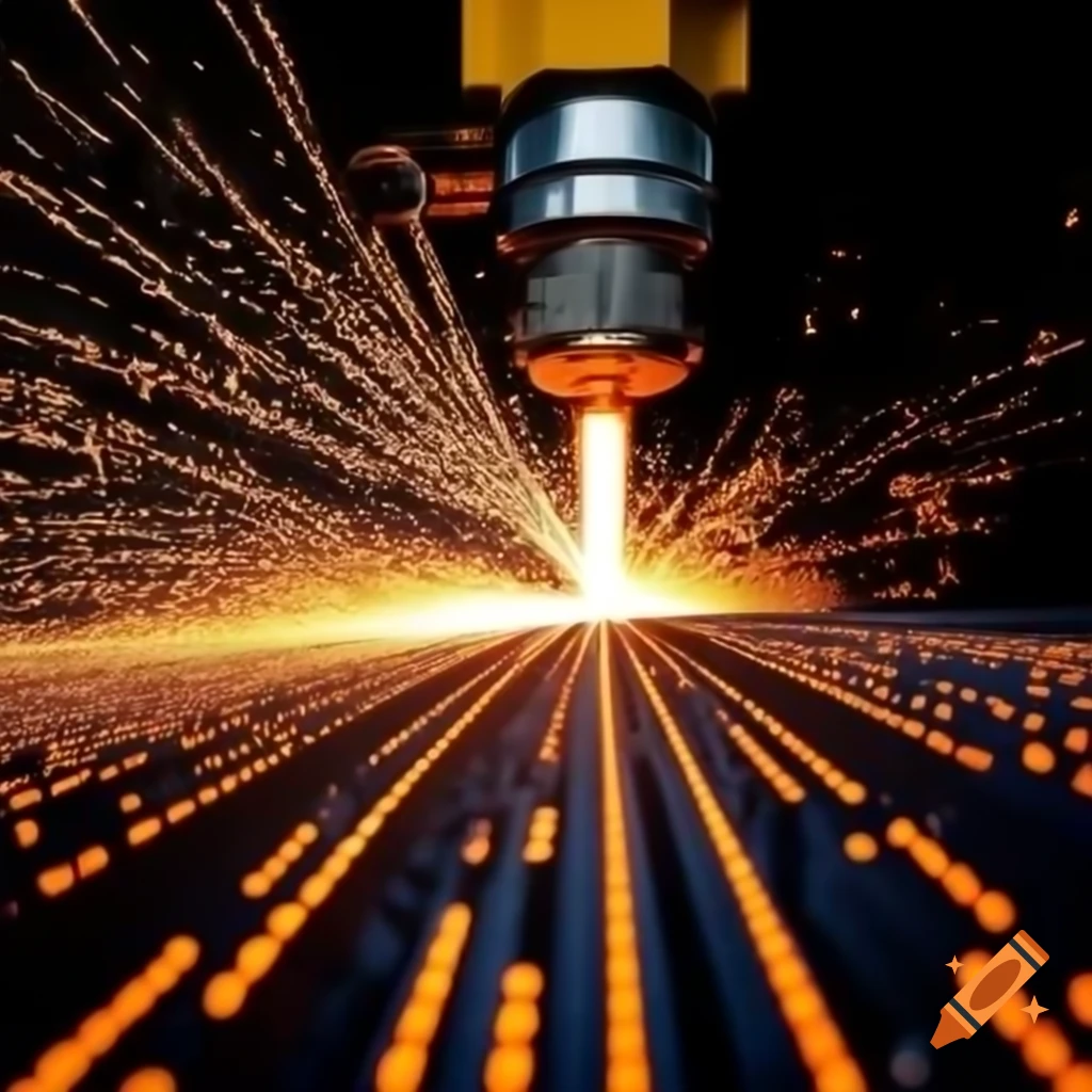 Manufacturing workhead with laser beam and six powder nozzles for laser ...