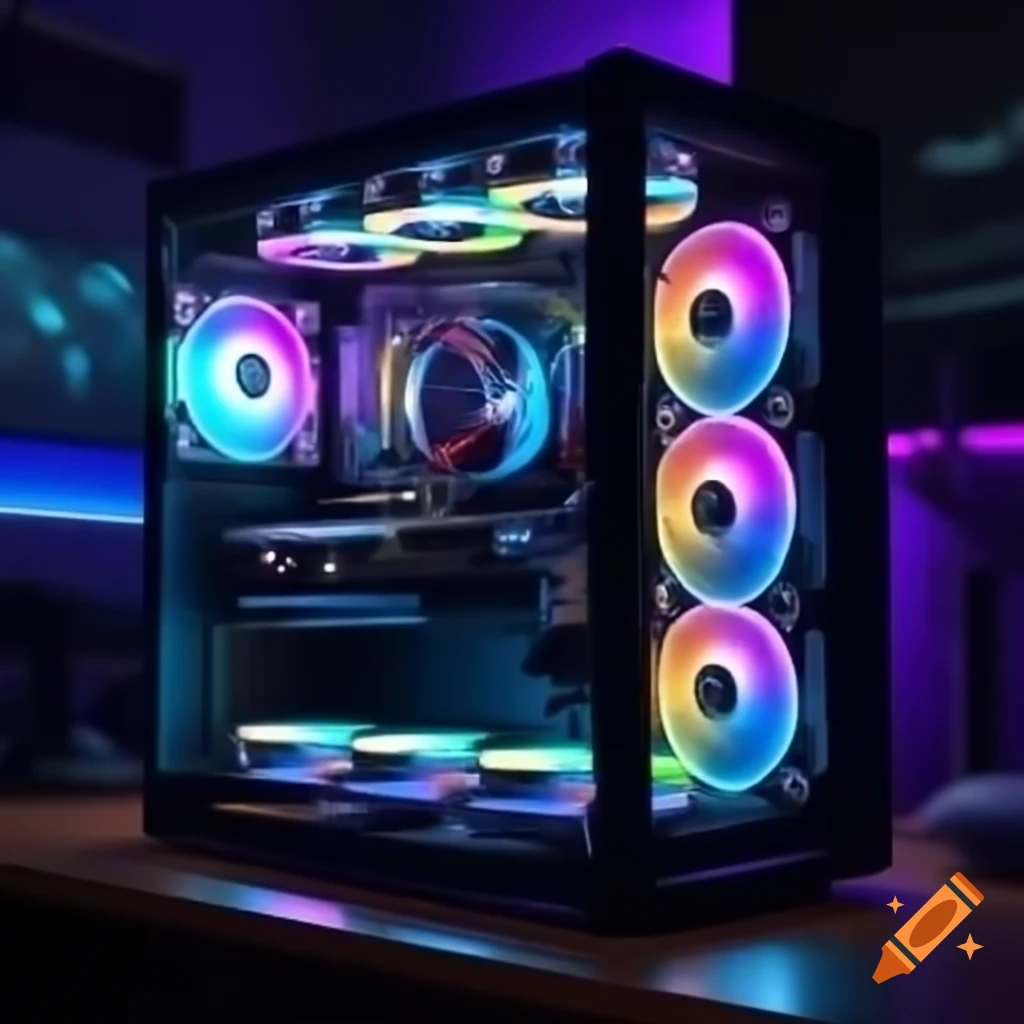 Personal computer setup with components on Craiyon