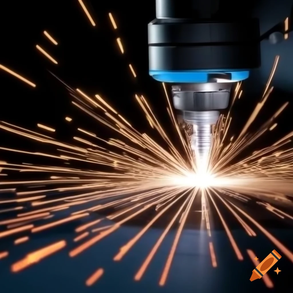 Manufacturing workhead with laser beam and six powder nozzles for laser ...