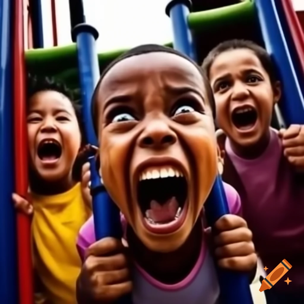 Playground scene with children shouting at each other on Craiyon