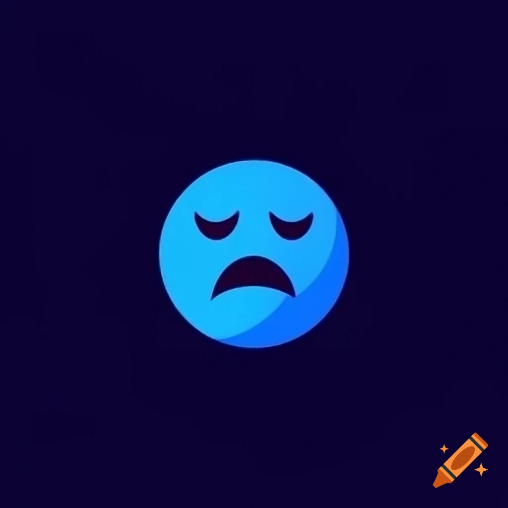 Blue tired emoji on psychedelic black background on Craiyon