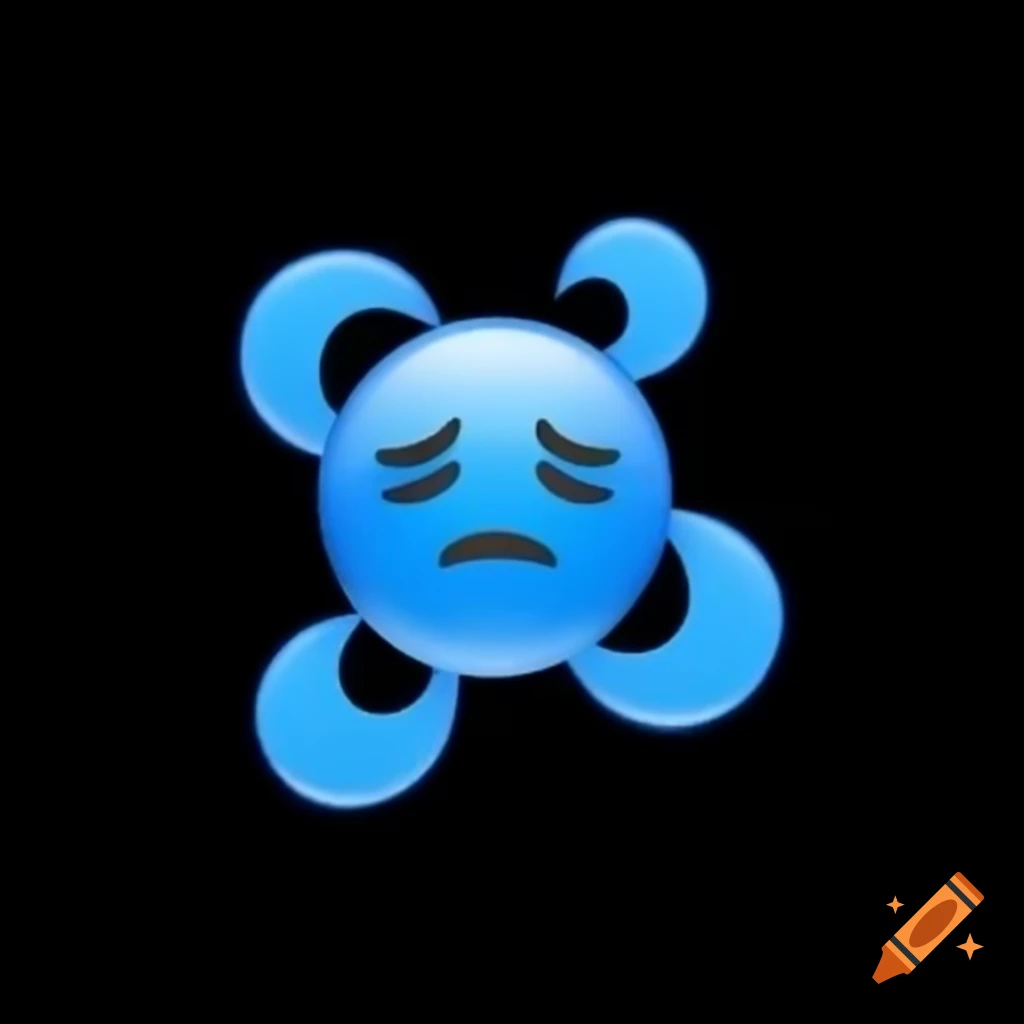 Blue tired emoji on psychedelic black background on Craiyon