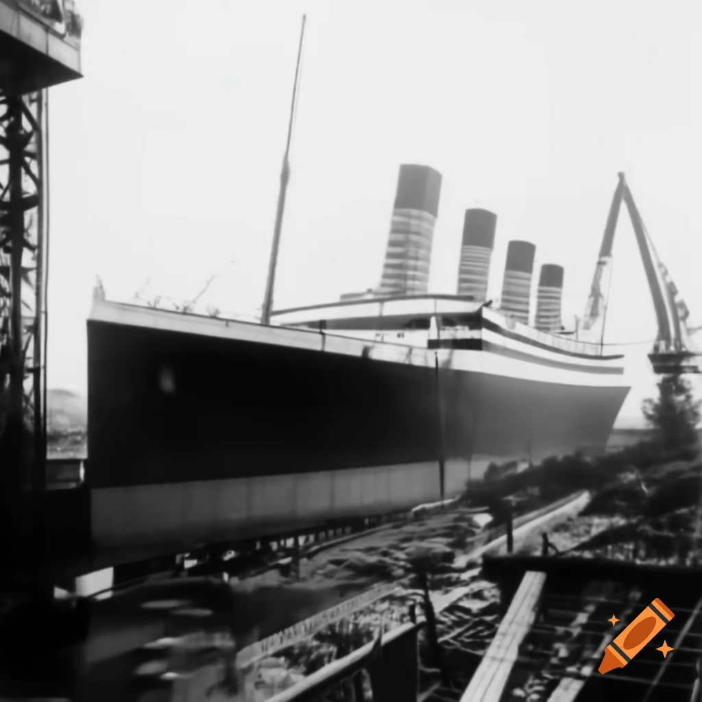 History of Titanic construction by Harland and Wolff in Belfast on Craiyon