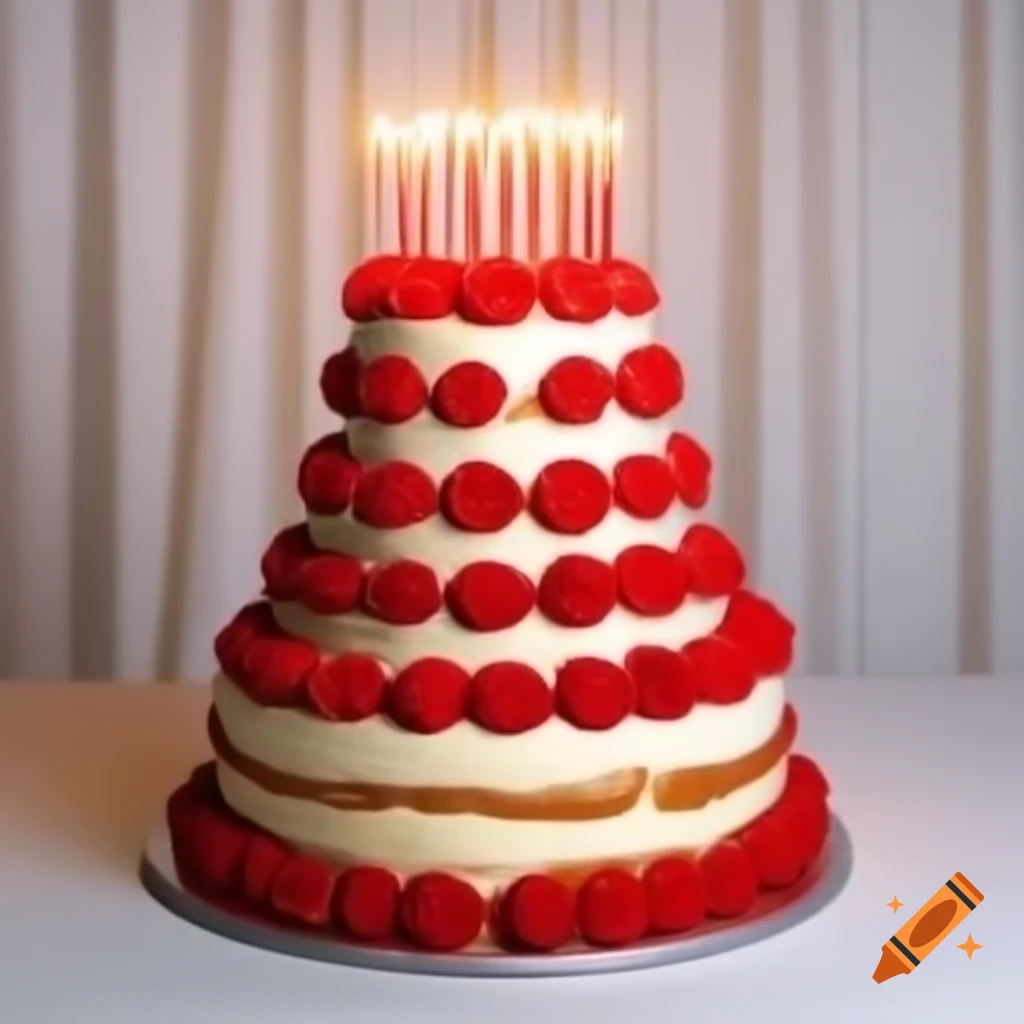 Grand 10-tier cake with candles for anniversary celebration on Craiyon