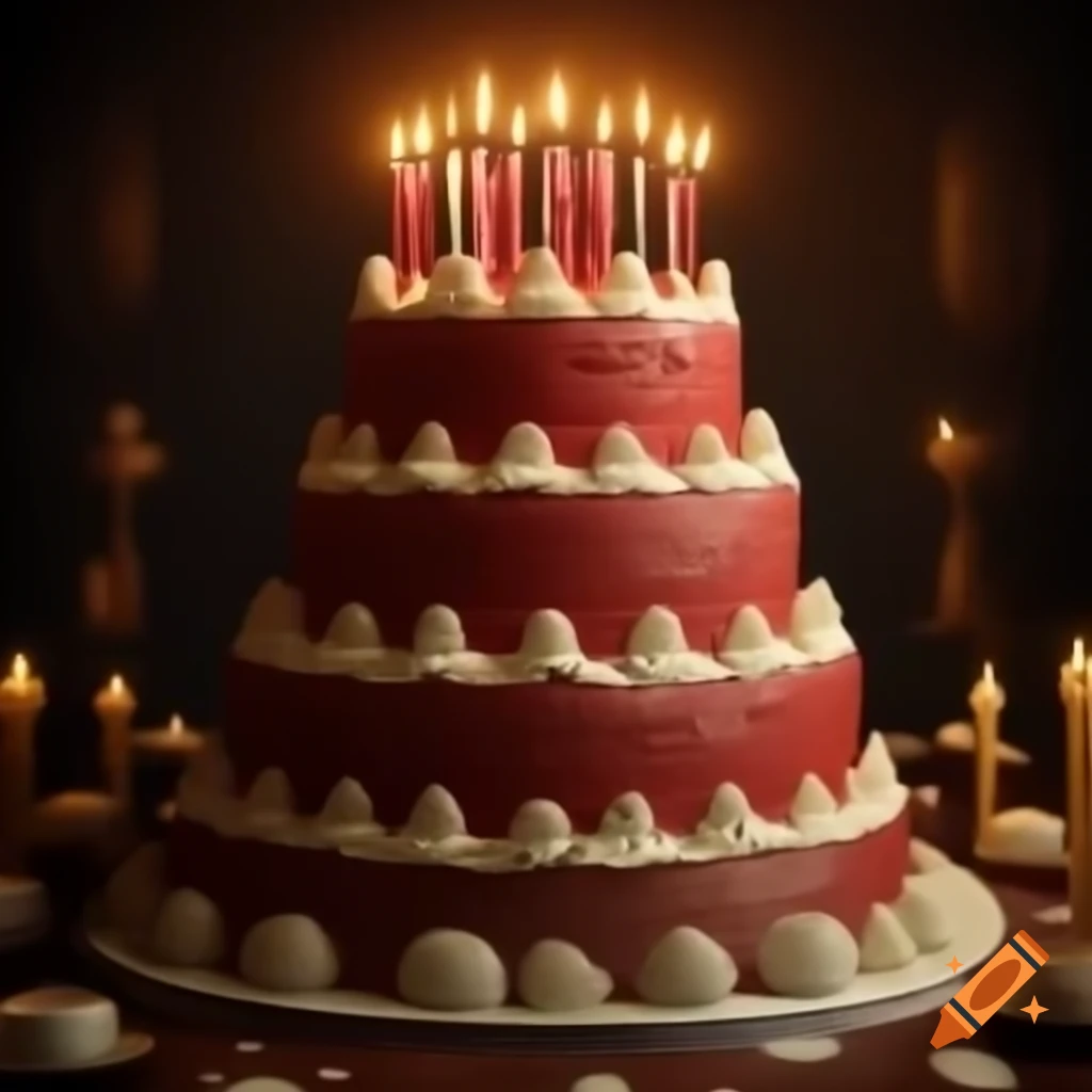 Grand 10-tier cake with glowing candles celebrating 10th anniversary on ...