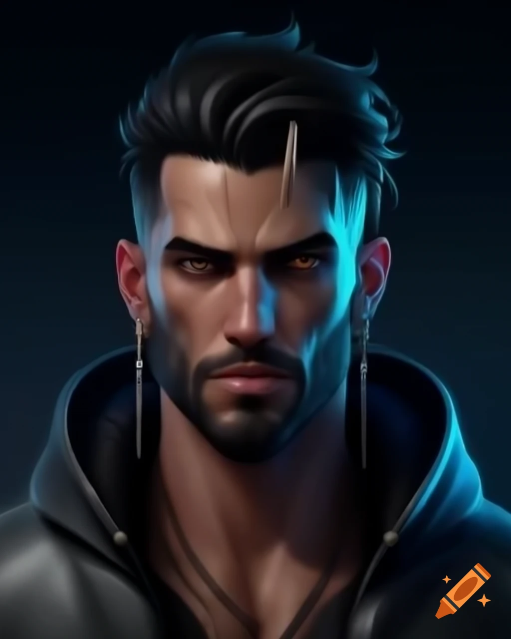 2D male character design for streaming avatar, medium wavy hair and ...