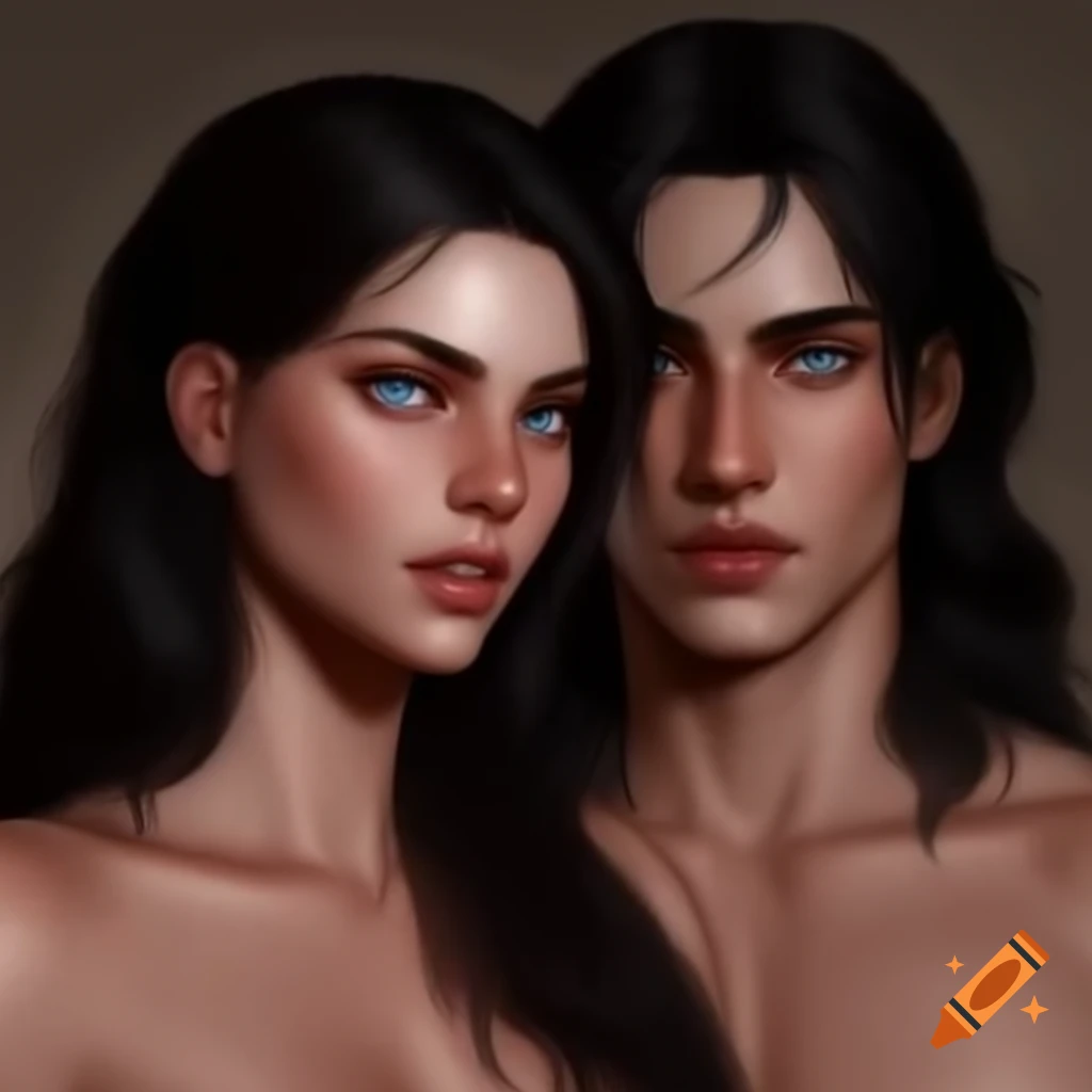 Stylish Italian couple posing, man with ice blue eyes and woman with ...