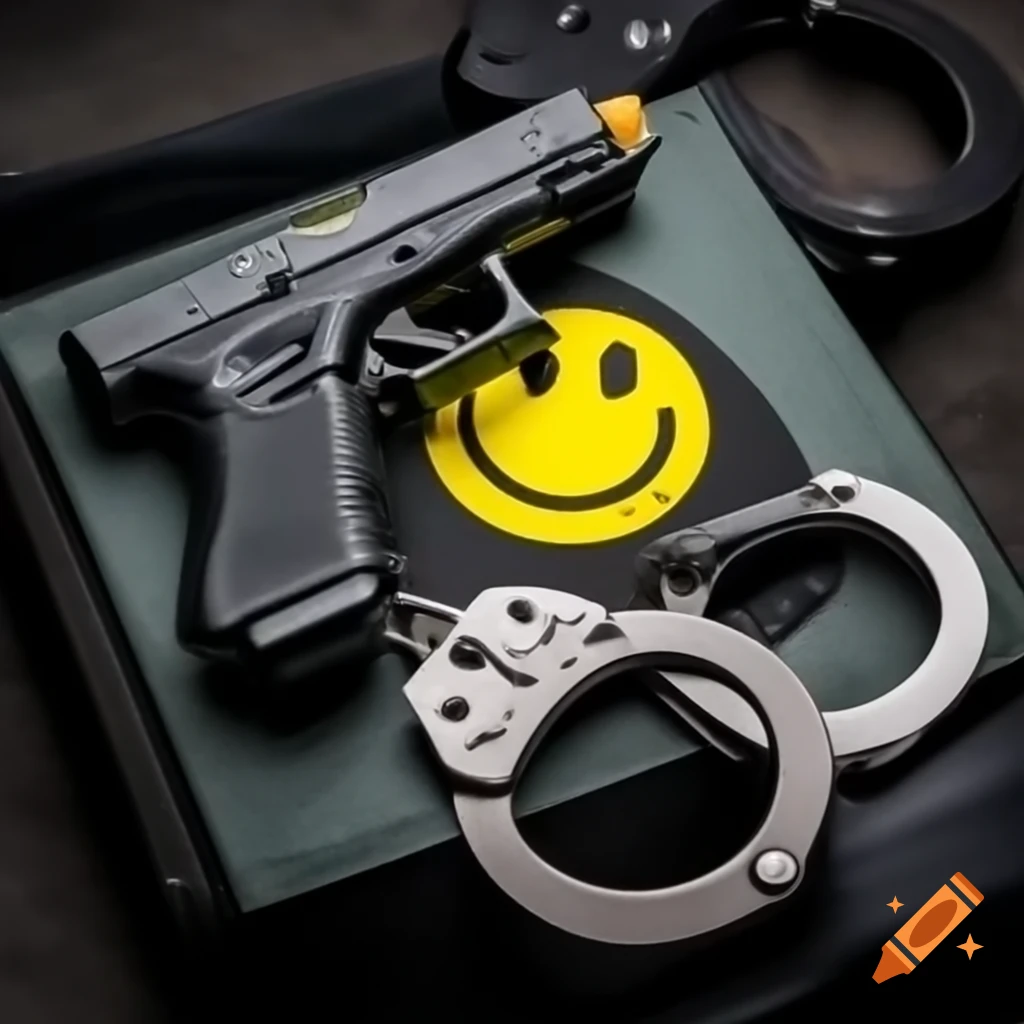 Book cover featuring Glock pistol, handcuffs, and autopsy report with ...