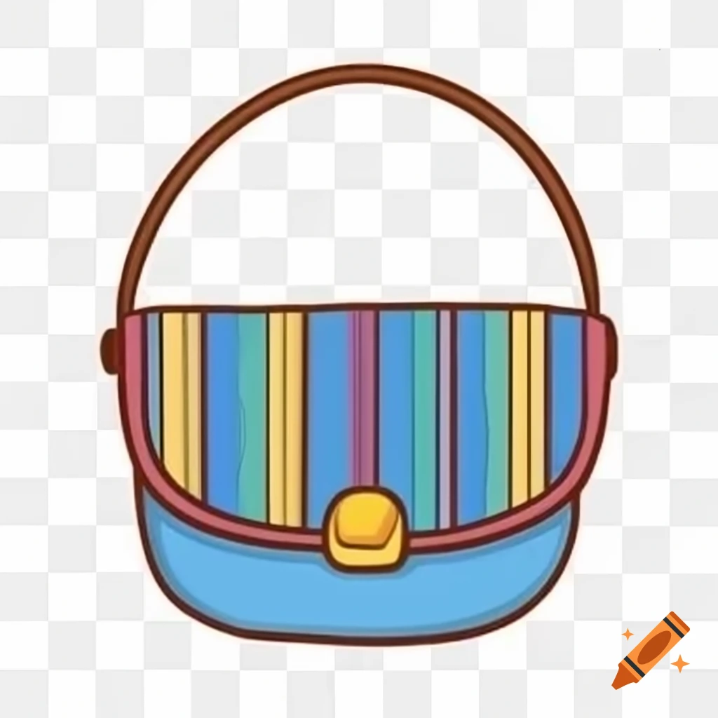 Fancy cartoon clipart of a purse with an empty background on Craiyon